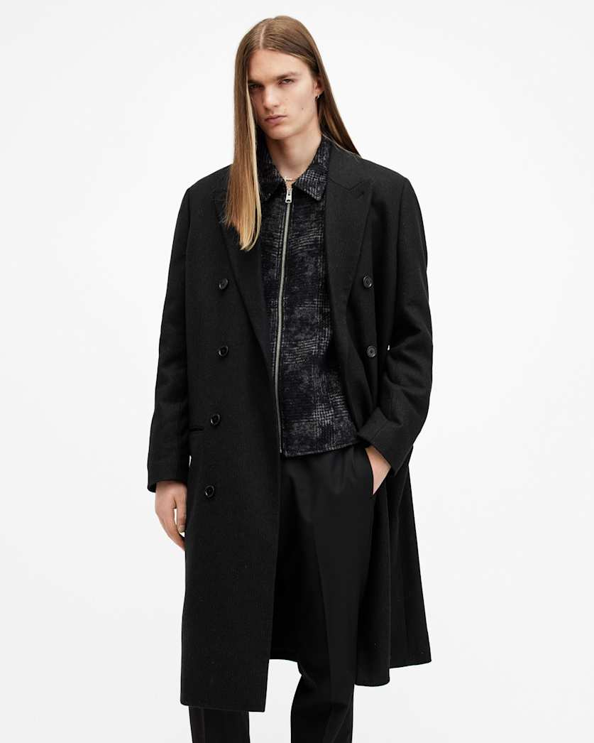 Arcade Wool Blend Relaxed Fit Coat Black | ALLSAINTS US